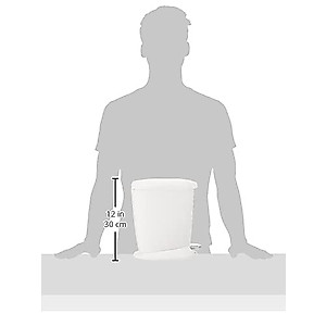 simplehuman Compact Round Bathroom Step Trash Can, 6 Liter / 1.6 Gallon, White Plastic