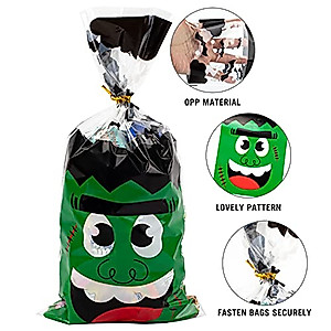 JOYIN 108 Pcs Halloween Cellophane Bags with Twist Tie Candy Treat Bags Sweet Bags Gift Bags Party Favors for Halloween Day Table Decor and Party Favor