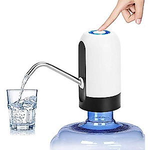 Amazing 7 Electric Water Bottle Pump, BPA Free Automatic Drinking Water Dispenser, USB Charging, Low Noise, Fits 5 Gallon 2.16-inch Neck Water Coolers (White)