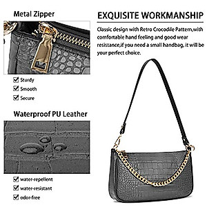 NUBILY Shoulder Bag Purse for Women Croc Small Classic Clutch Handbag Wallet Classic Crossbody Bags with Zipper Closure Grey