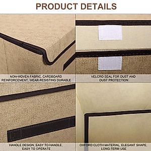 Fabric storage boxes and storage boxes, with handles and flip design, large foldable boxes, used to store books, clothes, toys, family bedroom closets, office storage bags. (2 pieces in beige)