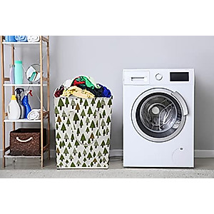 Sanjiaofen 2 pack 75L Large Laundry Basket Green Laundry Hamper With Extended Handles, Freestanding Waterproof Clothes Hamper for Boys,Kids woodland decor, Nersery,Bedroom, Bathroom.(Green tree)