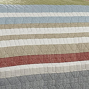 Eddie Bauer - Queen Quilt Set, Cotton Reversible Bedding with Matching Shams, Lightweight Home Decor for All Seasons (Salmon Ladder Multi, Queen)