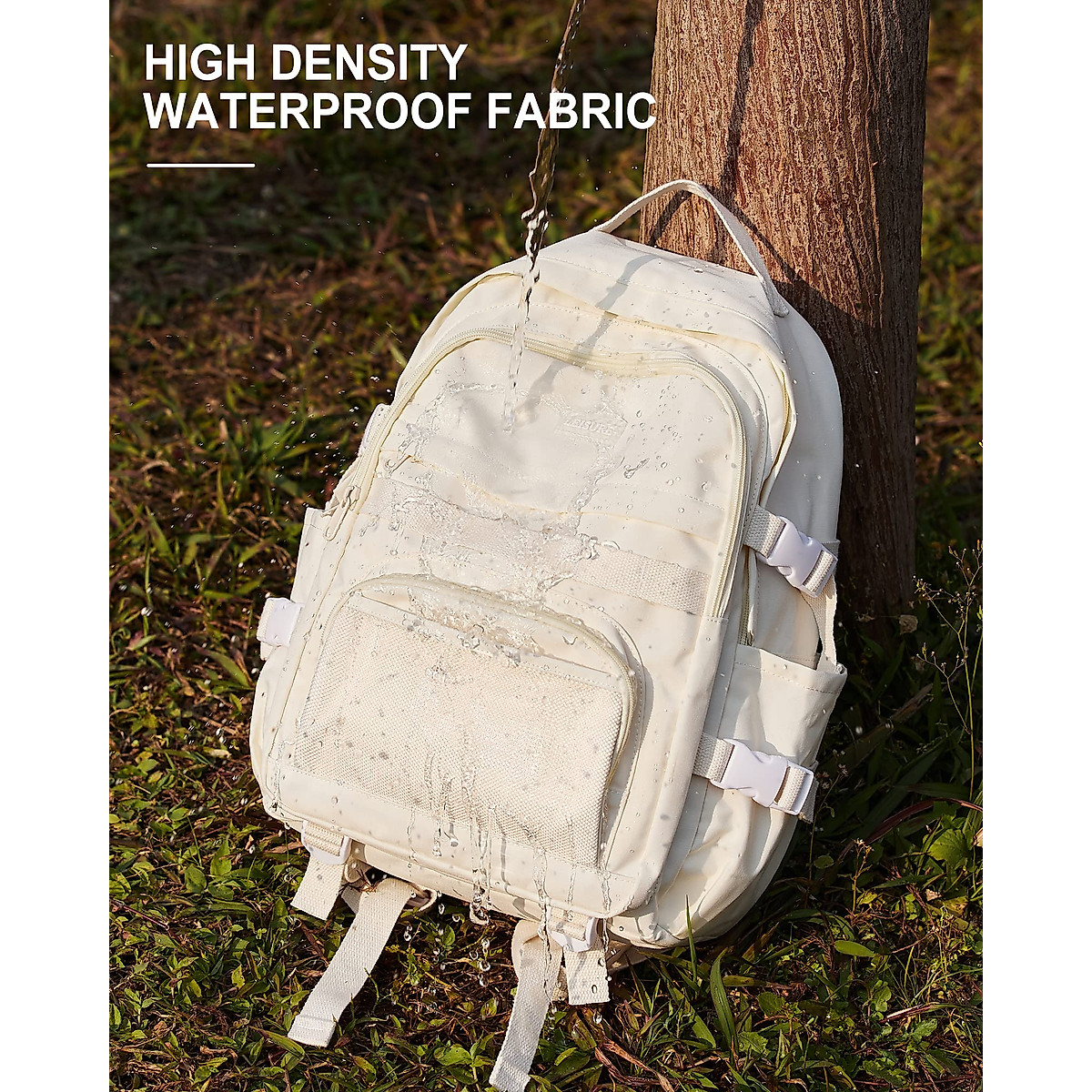 VGOCO Backpack for Women Mens, Casual Travel Daypack,Waterproof Rucksack with laptop compartment Small Lightweight Work Bag for Women Men White