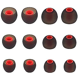 ALXCD Ear Tips Compatible with JBL Tune 125TWS Headphones, 6 Pairs S M L Sizes Replacement Silicone Earbud Tips, Compatible with JBL Tune 125TWS，Black/Red