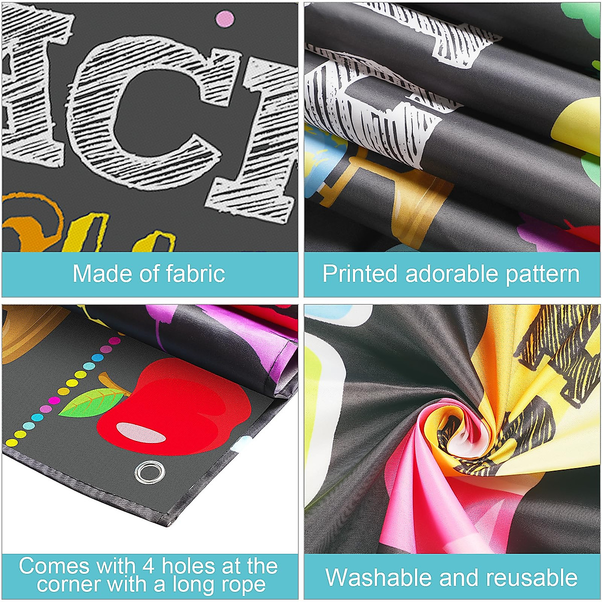 Welcome Back to School Backdrops, Welcome Back Bulletin Board Back to School Banner Sign Hanging Fabric Photography Background for First Day of School Classroom and Office Decorations,73x44 Inch