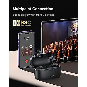 Baseus Wireless Earbuds, 140H Playback -48dB Active Noise Cancelling Bluetooth 5.3 Earbuds with IPX6 Waterproof 4 ENC Mics 0.038s Low Latency Fast Charge Ear Buds for Android iOS(Bowie MA10)