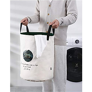 18.5" Laundry Hamper Large Waterproof, Laundry Hampers, Foldable Fabric Laundry Basket, Clothes Laundry Hamper, Toy Storage Bin, Waterproof Round Canvas Storage Basket