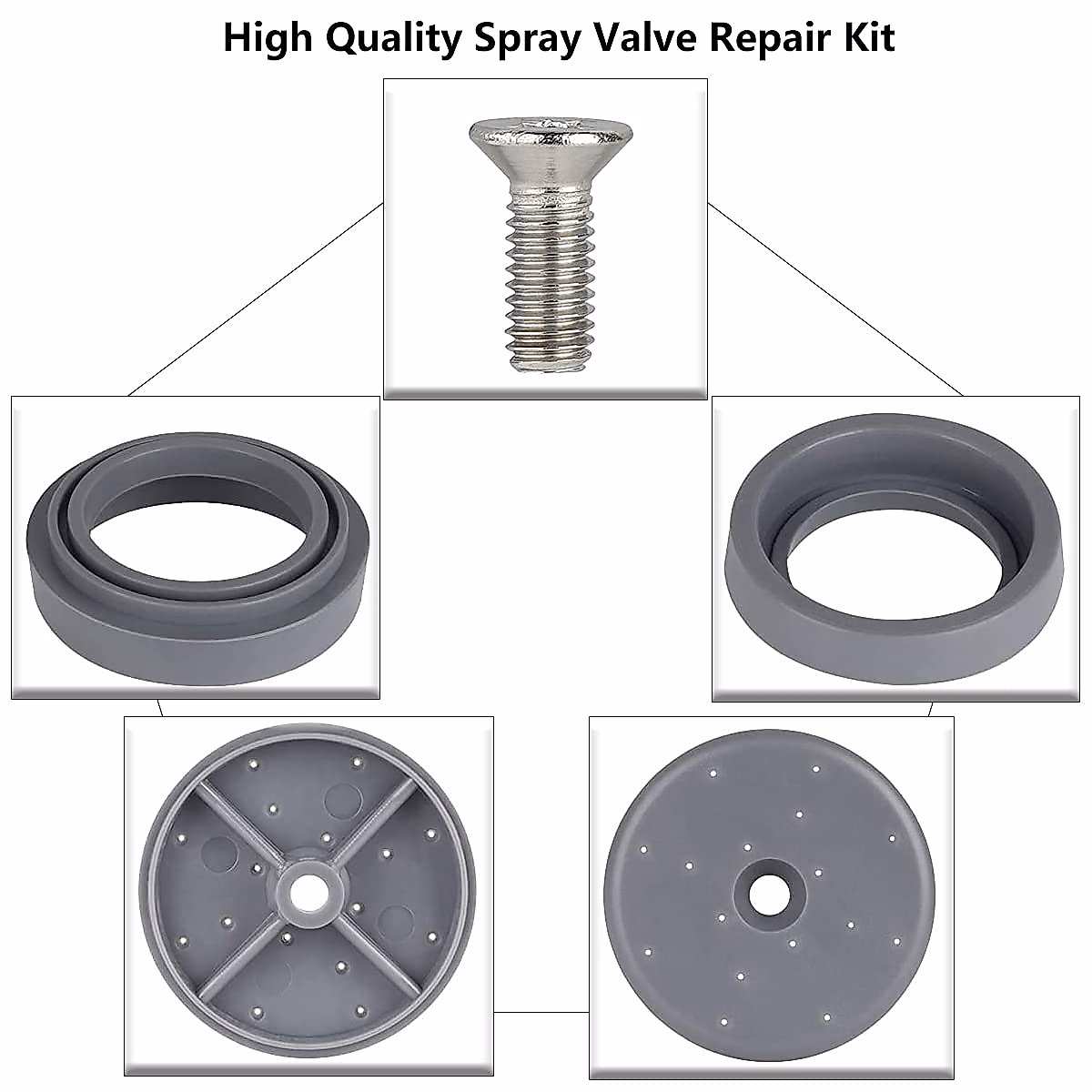 KOLLNIUN Pre-Rinse Spray Valve Repair Kit for Most Commercial Sink Faucet Dish Sprayer Touch On Kitchen Sink Faucets 1.42 GPM Spray Face Bumper and Screw Repair Part, Grey