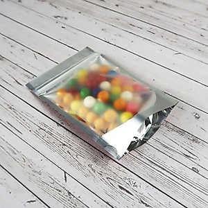 QQ Studio Pack of 100 Translucent/Silver/Color Stand-Up Resealable Zipper Pouch (3.3" x 5.1", Matte Blue)