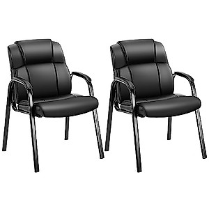 edx Waiting Room Chairs - Reception Chairs Office Guest Chairs Set of 2, Conference Room Chairs Lobby Chairs with Padded Arms, PU Leather Executive Office Desk Chair No Wheels