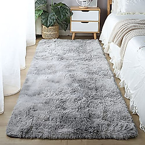 CAIYUECS Shag Area Rug,Indoor Ultra Soft Fluffy Plush Rugs for Bedroom Living Room, Non-Skid Modern Nursery Faux Fur Rugs for Kids Room Home Decor (Tie-Dyed Light Gray, 8x10 Feet)