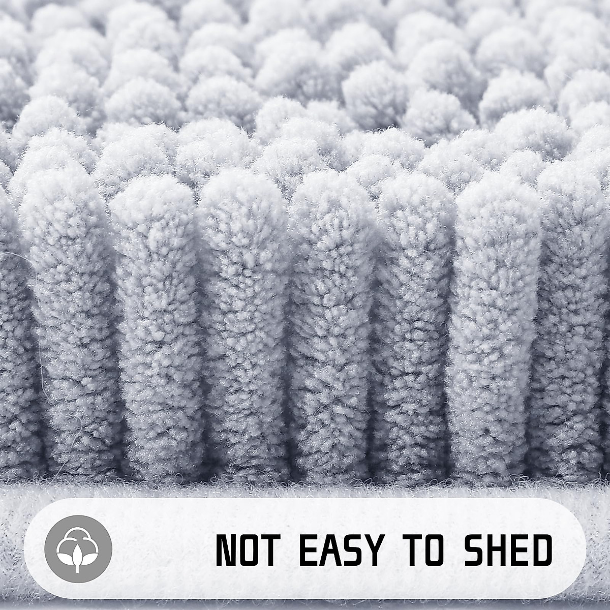 Yimobra Bathroom Rug Mat, 32'' x 20'', Luxury Chenille Shaggy Bath Rugs, Extra Soft & Thick, Absorbent Water, Non-Slip, Machine Washable, Bath Mats for Bath Floor,Tub and Shower, Silver