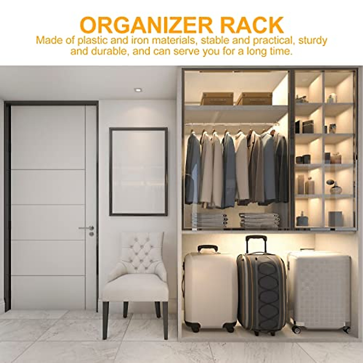 ULTECHNOVO Wall Mounted Coat Rack Retractable Closet Out Rod: Heavy Duty Wardrobe Clothes Hanger Rail Towel Pipe Clothes Rack for Closet Organizer Wall Mounted Shelves