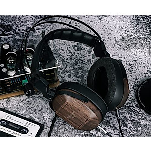 Linsoul BLON B60 50mm Beryllium-Coated Diaphragm HiFi Over-Ear Close-Back Headphone with Wooden Faceplate, Copper Cable, Stainless Leather Headband for Studio Musician Audiophile (BL-B60, Black)