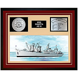 Navy Emporium USS SHASTA AE 6 Framed Navy Ship Display Burgundy