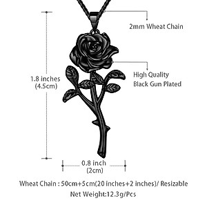 beautlace Rose Necklaces Black Gun Plated Flower Pendant Elegant Jewelry Gifts for Women KP0072K