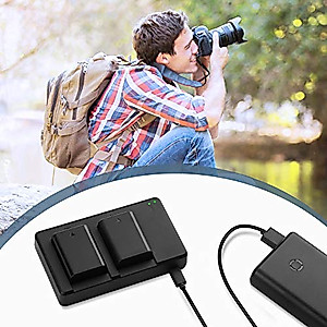 NP-FW50 Battery 2 Packs 1500mAh Rechargable Li-ion Batteries and Dual Charger for Sony A6500, A6400, A6300, A6000, A7, A7II, A7RII, A7SII, A7S, A7S2, A7R, A7R2, A55, A5100, RX10, RX10II