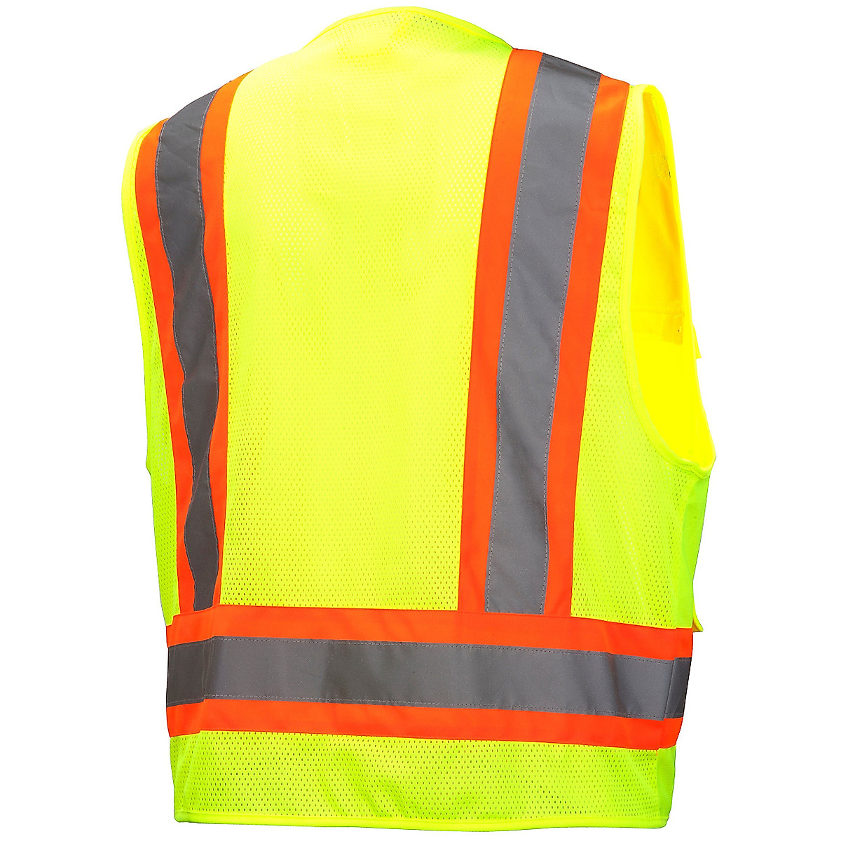PYRAMEX Class 2 Surveyor's Safety Vest with 6 Pockets, Hi-Vis Lime, 5XL