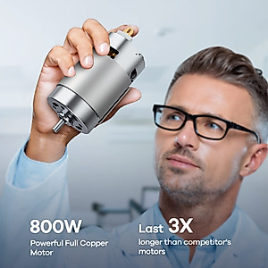 Ganiza Immersion Blender 7 in 1 Hand Blender 800W Heavy Duty Motor, 15 Speed and Turbo Mode Handheld Blender Stainless Steel Sitck Blender With 1500ml Food Processor and Other 6 Pieces