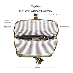 MMS Brands Miztique The Diana Backpack Purse for Women, Flap Over Tote Bag, Soft Vegan Leather - Olive