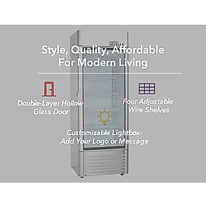 PremiumLevella PRF90DX Single Glass Door Merchandiser Refrigerator -Beverage Display Cooler-9.0 cu ft-Silver