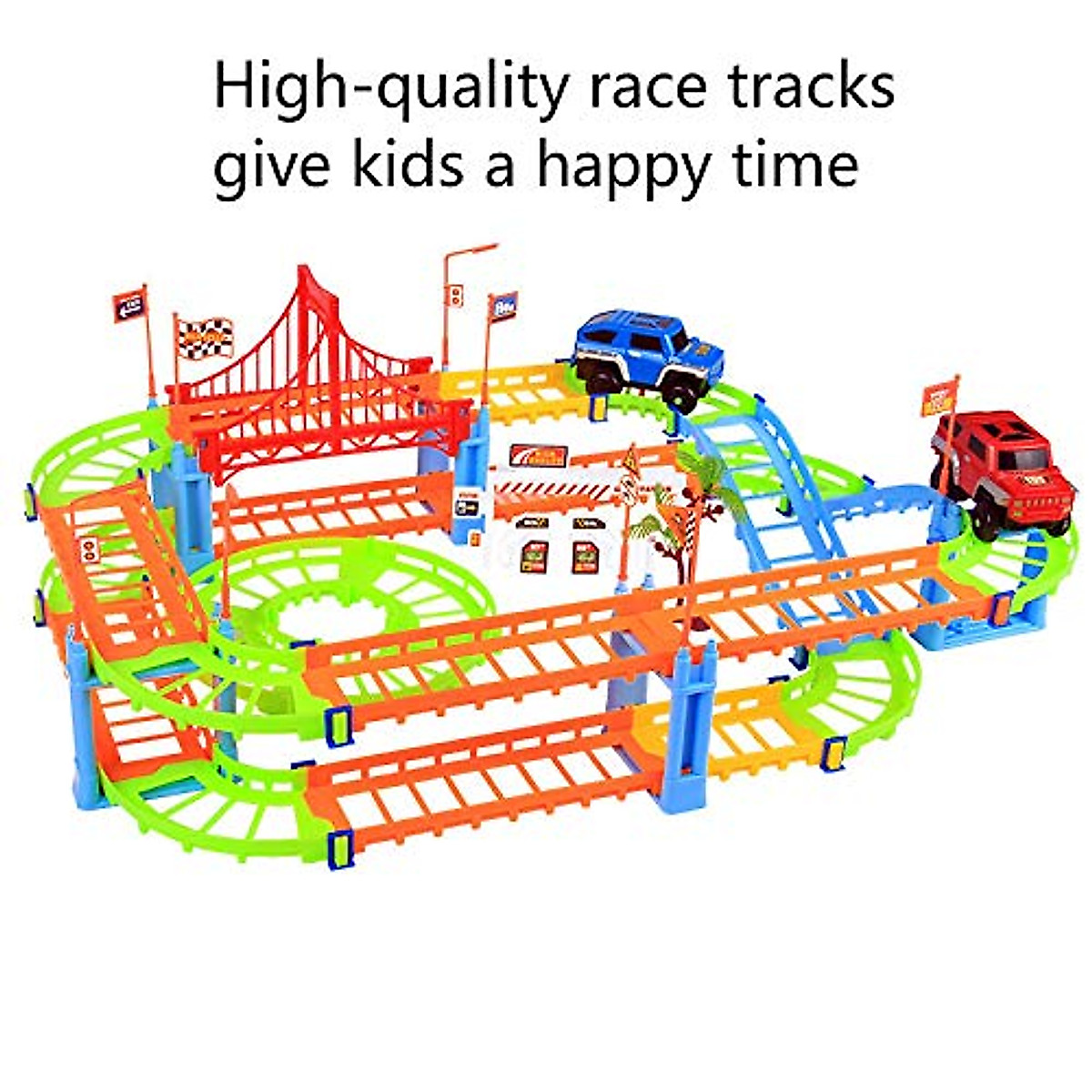 Race Tracks Toys for Kids Boys Girls Electric Car Create a Variety of Tracks 3 4 5 6 Year Old Boys Girls Best Gift (Colorful)