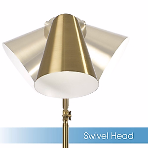 OttLite Archer Floor Lamp - Mid-Century Modern Design, Satin Brass Finish, LED, Adjustable Shade