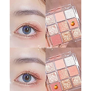 Kayswang 9 colors glitter eyeshadow palette makeup palette matte high pigment color cream texture natural eye shadow powder eye shadow palette in autumn and winter long lasting and waterproof (pink)