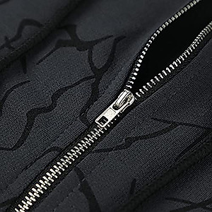 Sunwittafy Women's Aesthetic Graphic Print Hoodie Y2k Long Sleeve Zip Up Hoodies Oversized Hooded Sweatshirt Vintage Streetwear Black