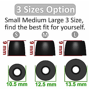 IiEXCEL 6 Pairs WF-1000XM5 Memory Foam Tips, Replacement S/M/L Cancel Noise Fit in Case Comfortable No Silicone Pain Ear Tips Eartips Compatible with Sony WF-1000XM4 WF-1000XM5 - Foam Black