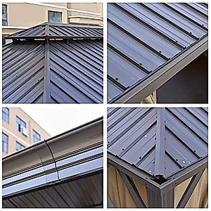 SUNDALY 12x20FT Hardtop Gazebo, Aluminum Patio Gazebo with Galvanized Steel Double Roof, Outdoor Permanent Gazebo Canopy with Curtains and Netting for Patio, Garden, Backyard, Deck