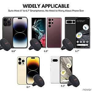 navor Universal Air Vent Magnetic Car Mount Holder, for Cell Phones and Mini Tablets with Fast Swift-Snap Technology-Black (2 Pack )