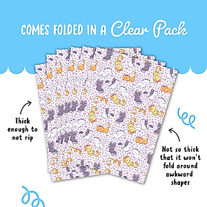 CENTRAL 23 - Birthday Wrapping Paper - Purple Gift Wrap Sheets - Cats and Hearts - 6 GiftWrap Sheets for Women Girls Female Teenage Kids