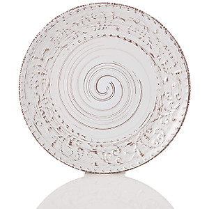Elama Embossed Stoneware Ocean Dinnerware Dish Set, 16 Piece, Seashell and White Sand