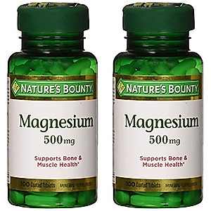 Nature's Bounty Magnesium 500 mg Tablets 100 ea (Pack of 2)