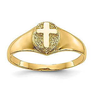 IceCarats 14K Yellow Gold Holy Cross Ring Christian Religious Band Size 4