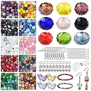 KINGSHINE Mixed Crystal Glass Beads for Jewelry Making Kit,6mm 1000pcs Round Rondelle Beads with Metal Jewelry Findings Crafts,Loose Spacer Beads for Bracelets,Necklaces,Earrings