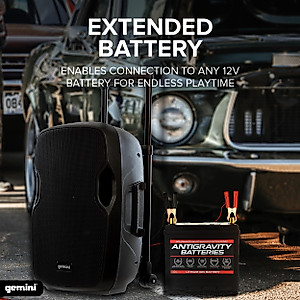 Gemini Sound AS-15TOGO: 2000W Portable Battery-Powered PA with Wheels, Bluetooth, Echo Effect, USB/SD Playback
