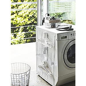 N/B Hanger Organizer, heaohu Single Row Large Capacity Multifunctional Magnetic Washing Machine Clothes Hangers Storage Rack, Artifact Balcony Finishing Clothing Rack Clip Free Punch Racks White