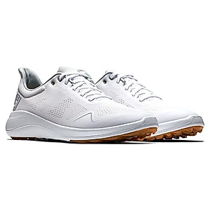 FootJoy Men's FJ Flex Golf Shoe, White/White/Tan, 10
