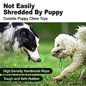SQBG Puppy Toys 5 Pack for Energetic Puppy,Durable Puppy Chew Toys High Density Rubber and Rope Combined,Puppy Teething Toys Multiple Fun Play for Release Excess Energy