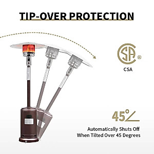 Patio Heater KEZATO 48,000 BTU Propane Outdoor Patio Heater for Residential or Commercial Use 87 Inches - Bronze