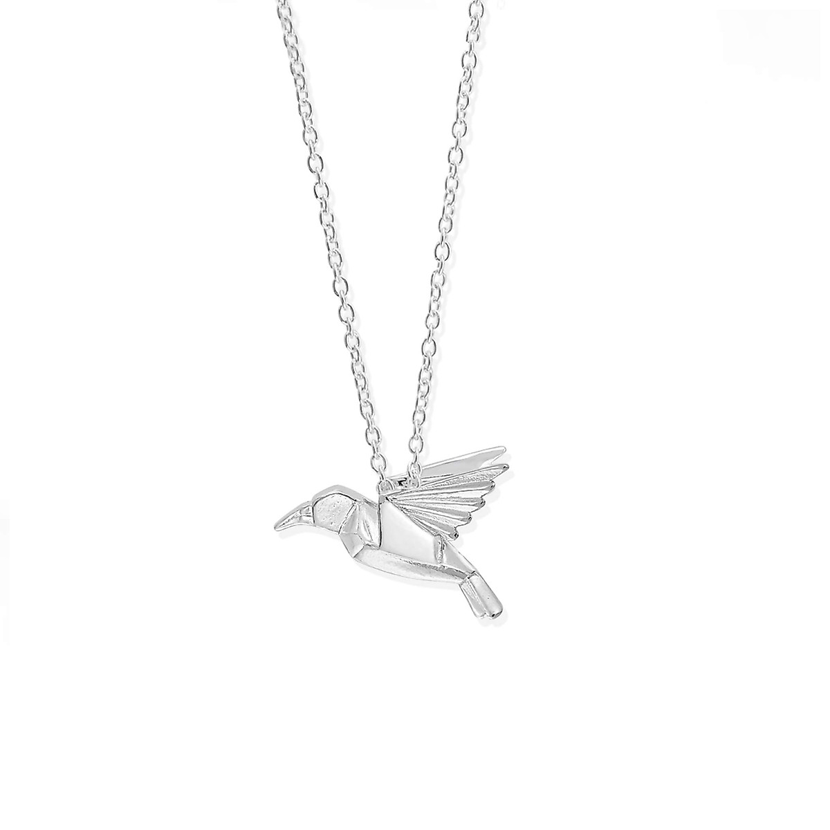 Boma Jewelry Sterling Silver Origami Bird Necklace, 16 inches