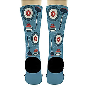 ThisWear Curling Sport Gifts Ice Curling Set of Socks Unisex Winter Olympics Socks 2-Pairs Novelty Crew Socks