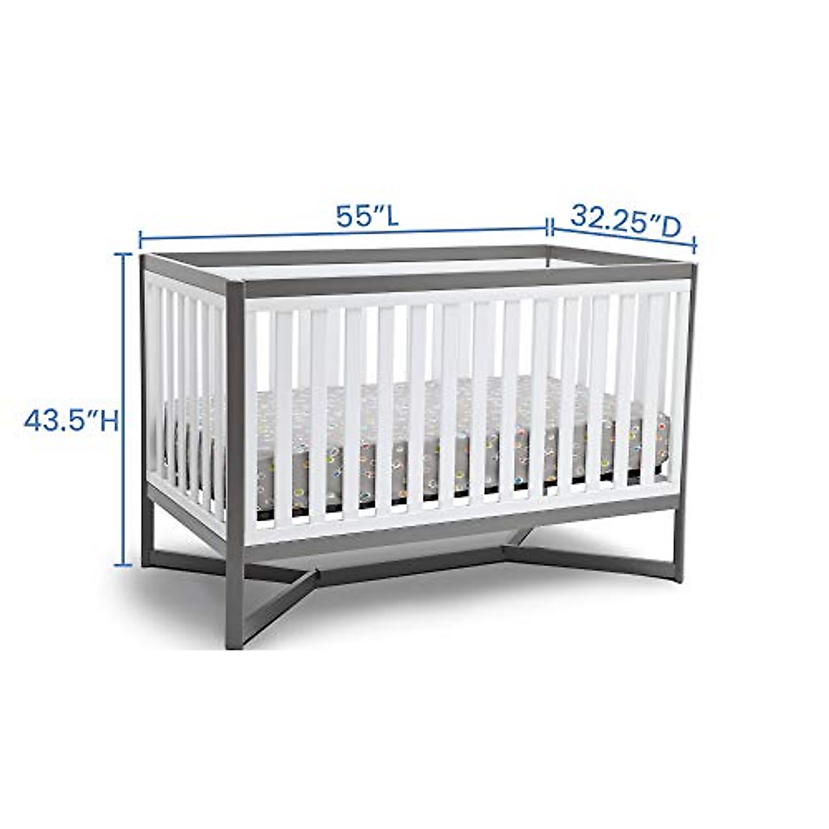 Delta Children Tribeca 4-in-1 Convertible Crib, White/Grey