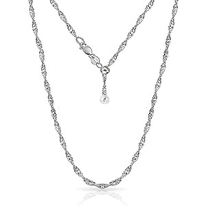 Savlano 925 Sterling Silver Italian Solid 1.5MM Singapore Twist Adjustable Bolo 14-24 Inch Chain Necklace For Women - Made in Italy Comes With a Gift Box (White)