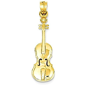 IceCarats 14K Yellow Gold Violin Necklace Charm Pendant Only
