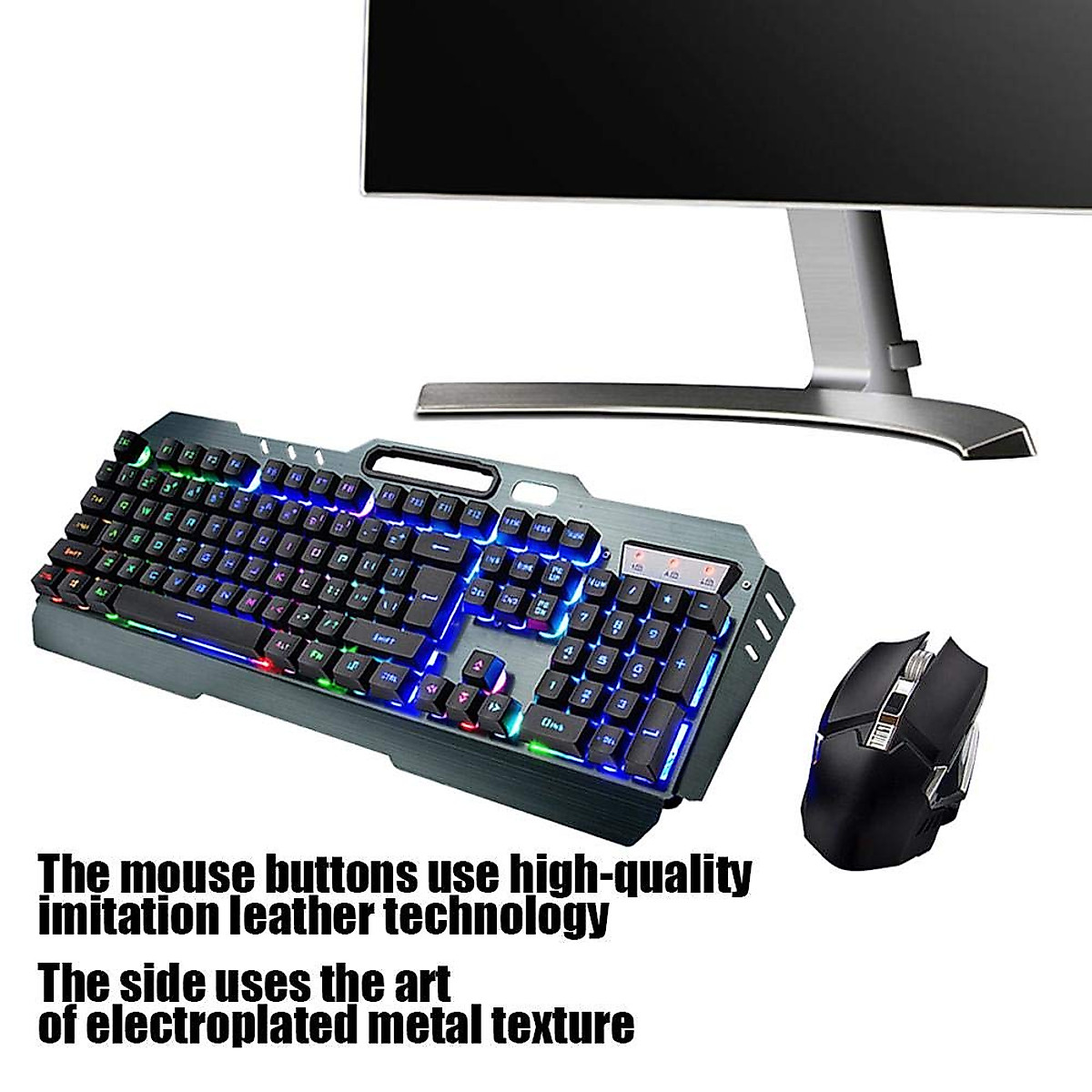 Wireless Keyboard & Mouse Set, Multi-Functional Backlight Mechanical Ergonomic Gaming Keyboard & Adjustment 2400DPI Optical Mouse Comb for Desktop, Computer, PC
