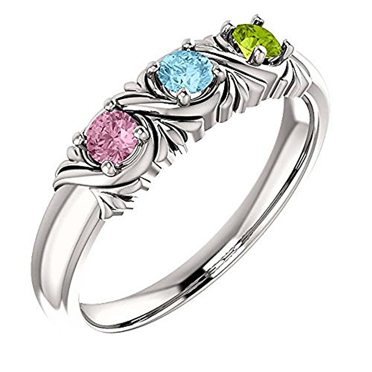 Family Mothers Ring 2 3 4 5 or 6 Birthstones Solid 10k White or Yellow (9)